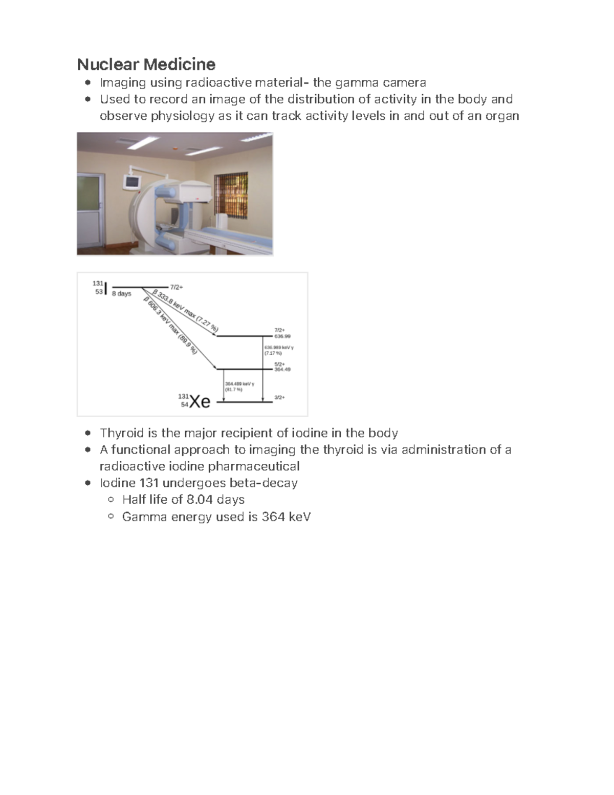 Nuclear Medicine - notes - Nuclear Medicine Imaging using radioactive ...