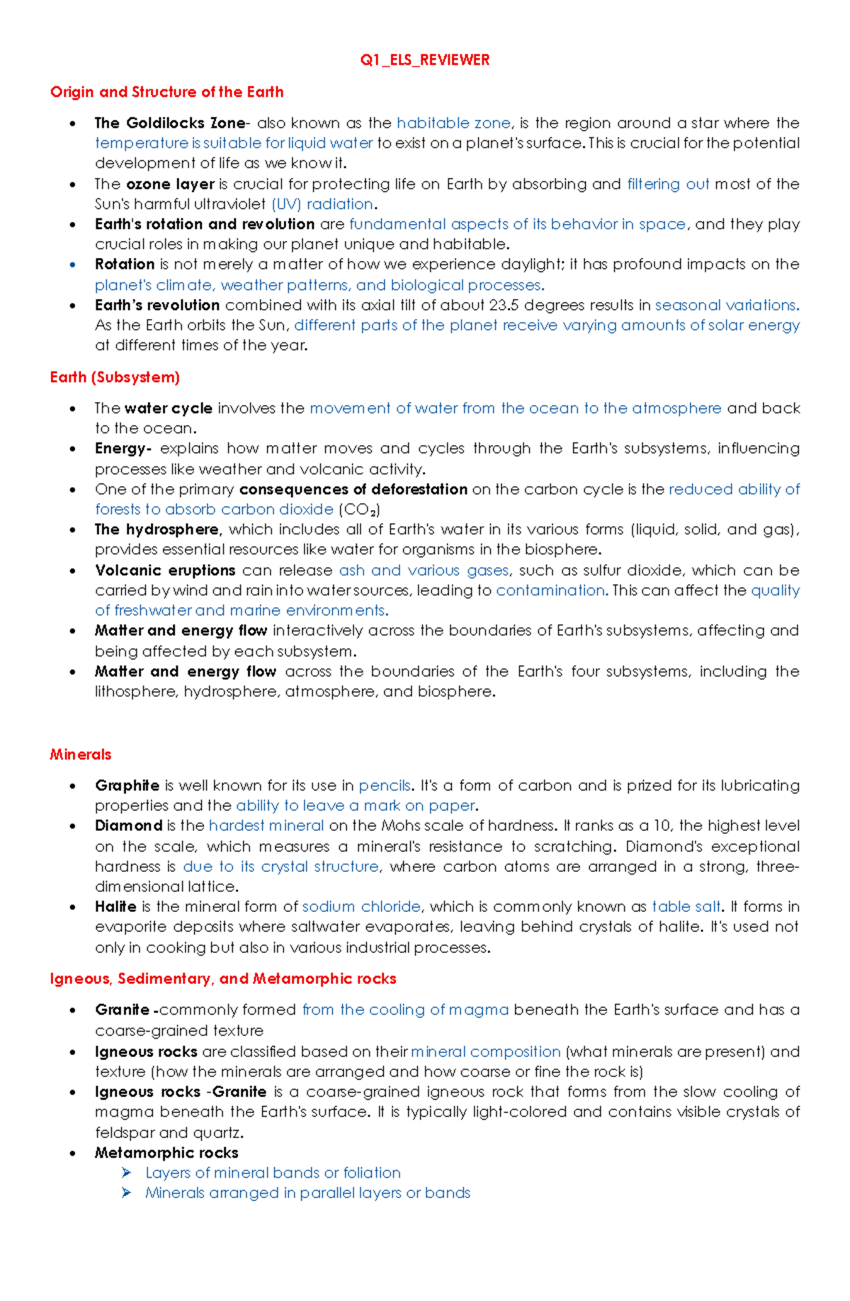 FOR Student ELS Q1 Reviewer SY 2024 2025 - Q1_ELS_REVIEWER Origin and ...
