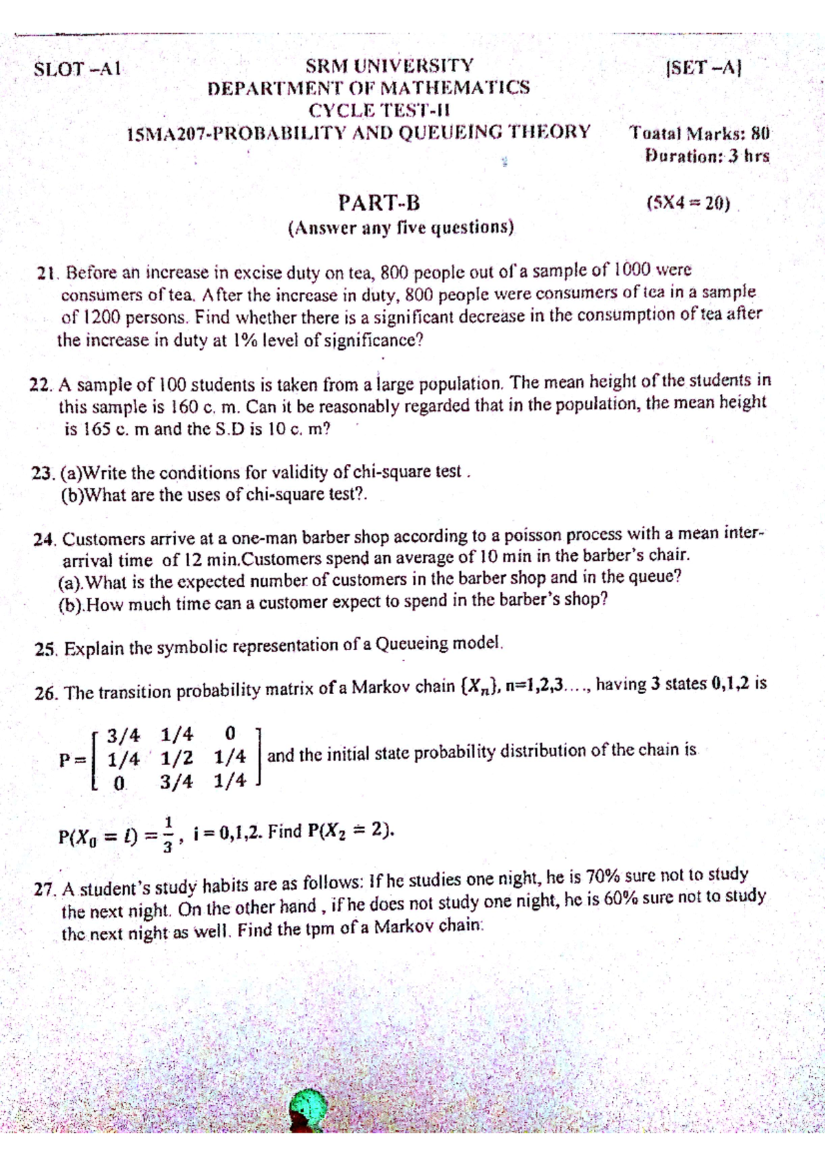 Probability AND Queuing Theory CT2-CT2 - Electronic Communication - Studocu