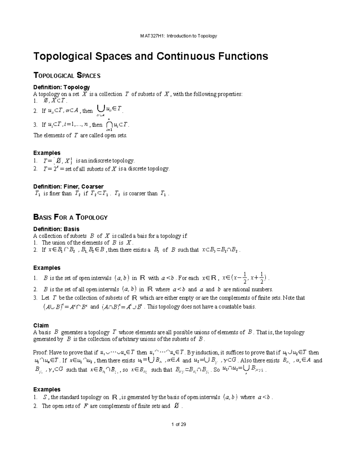 Mathematics and applied science - Topological Spaces and Continuous ...