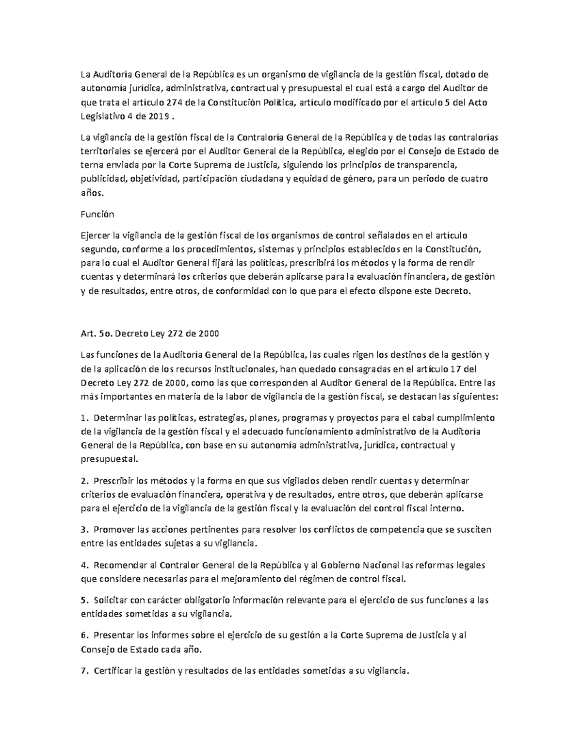 Auditoría General de la República - La vigilancia de la gestión fiscal de la Contraloría General ...