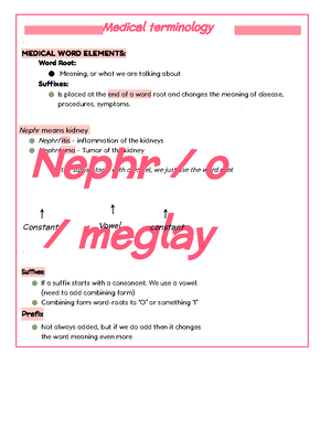 Medical terminology Chapter 3 and start of 4 - Chapter 3 Word root ...