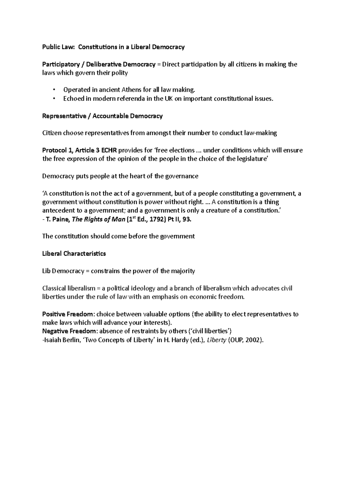 Constitutions in a Liberal Democracy - Public Law: Consituions in a ...