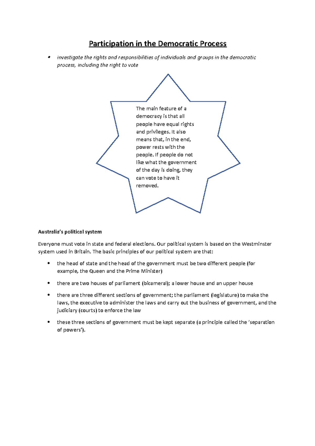 Year 10 Commerce Homework - Participation in the Democratic Process ...