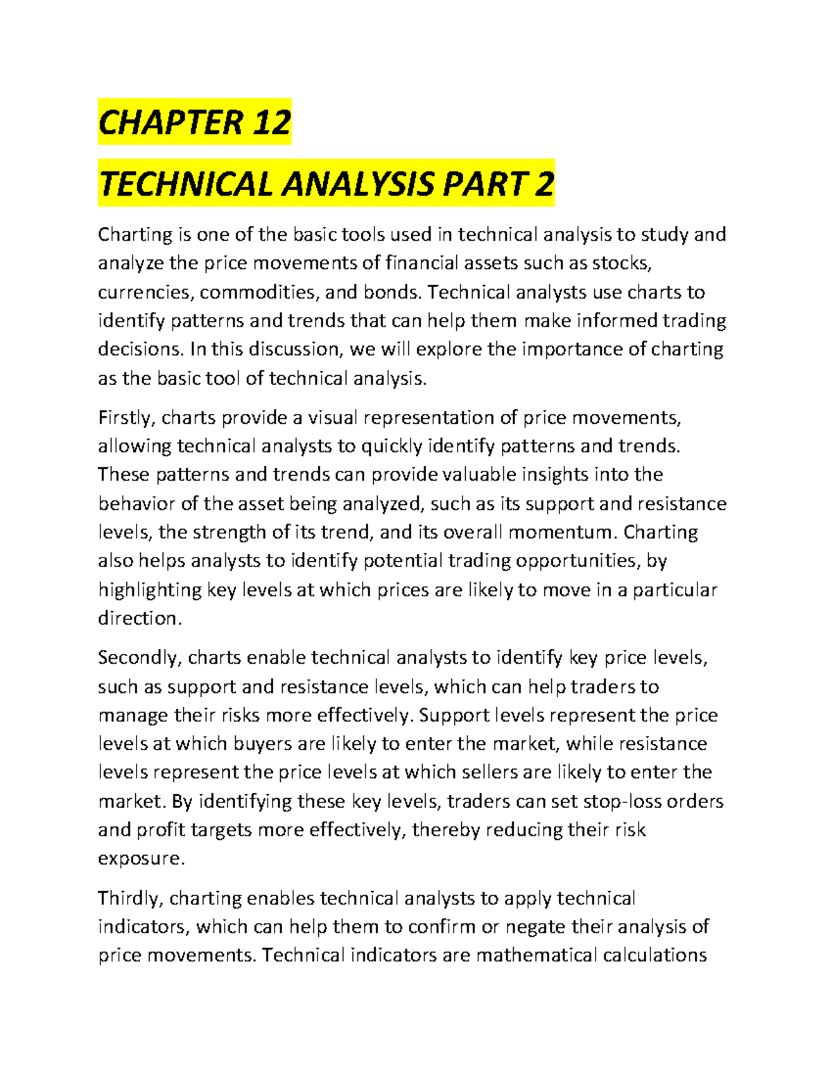 Technical Analysis PART 2 Chapter 12 - CHAPTER 12 TECHNICAL ANALYSIS ...