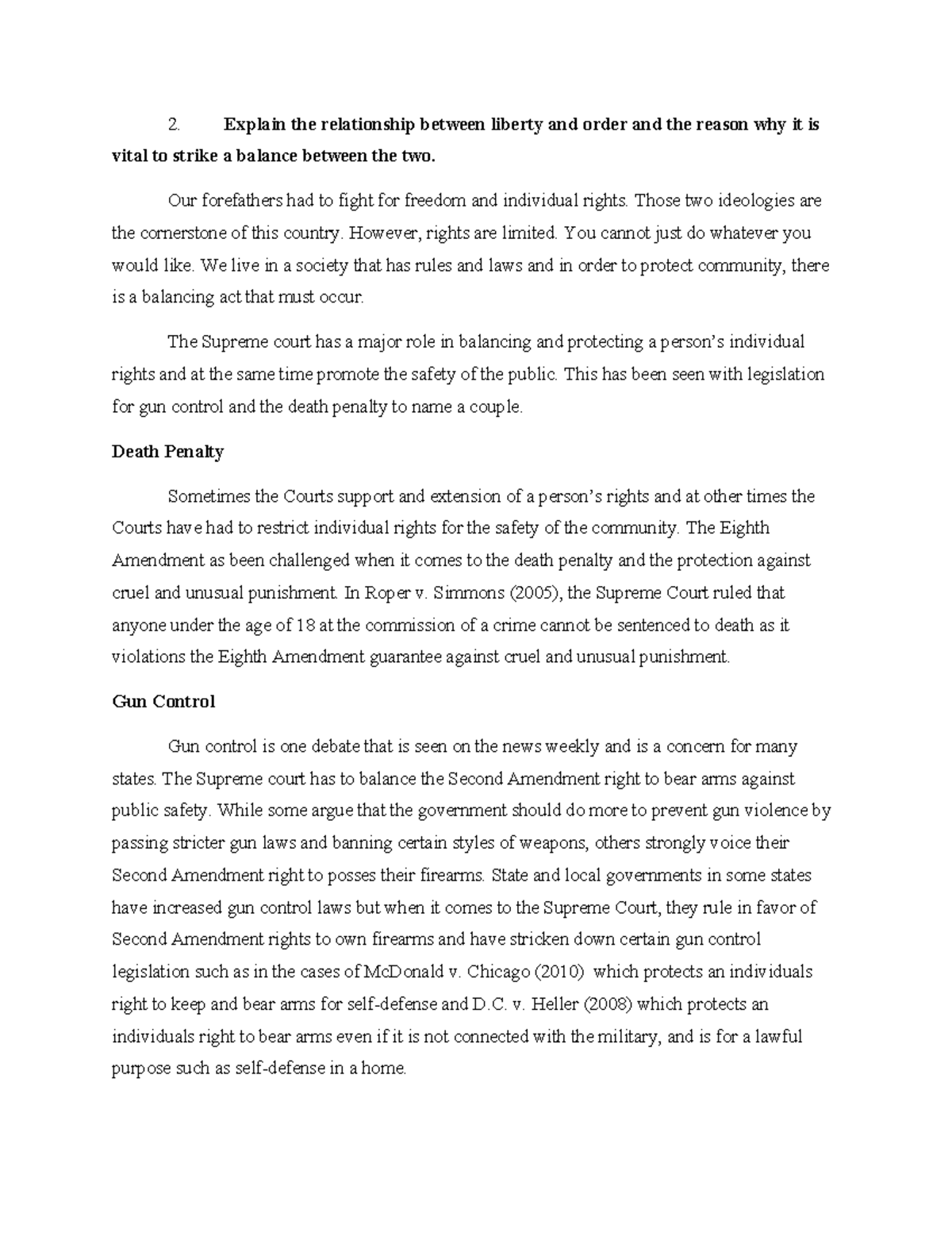 Balancing liberty and order - Explain the relationship between liberty ...