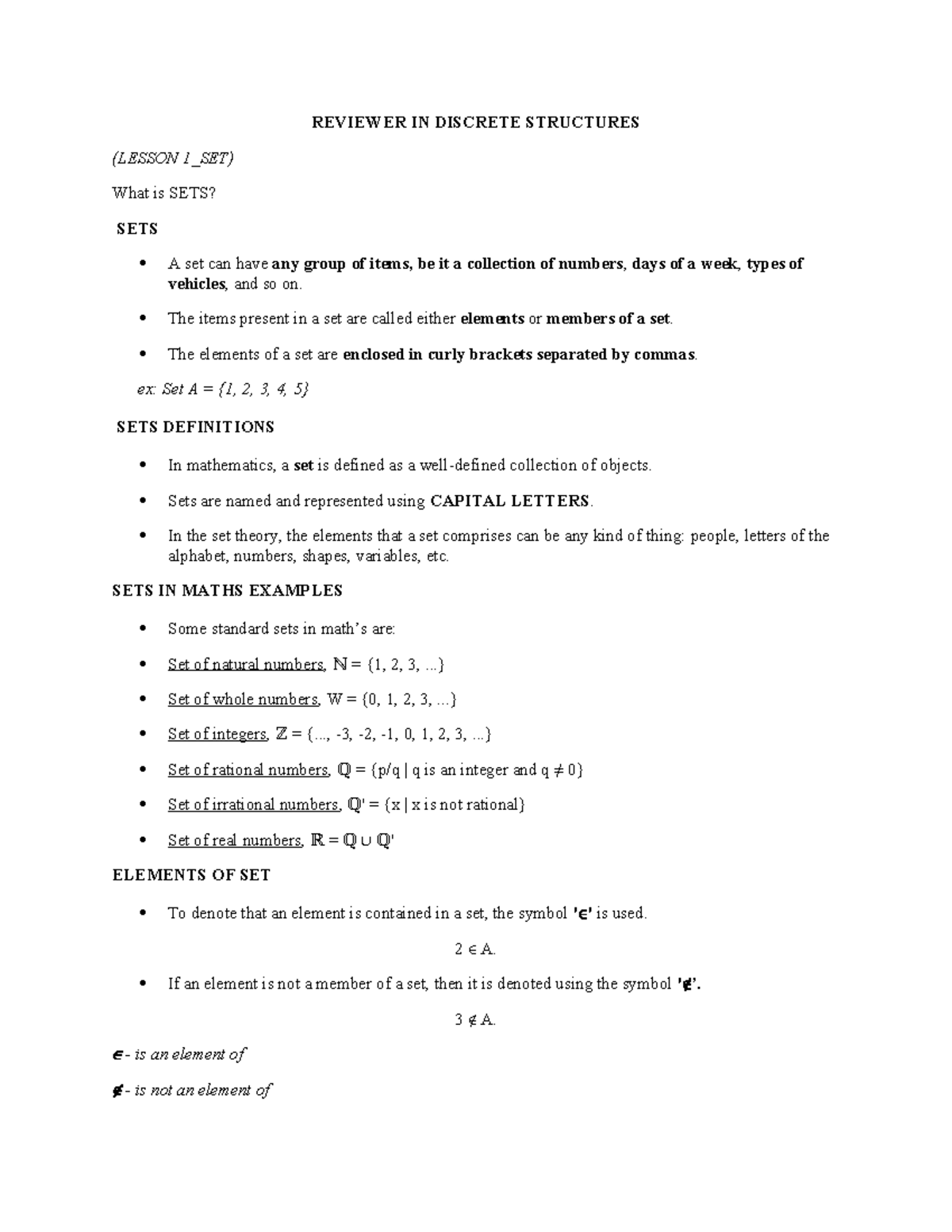 Reviewer-IN- Discrete- Structures - REVIEWER IN DISCRETE STRUCTURES ...