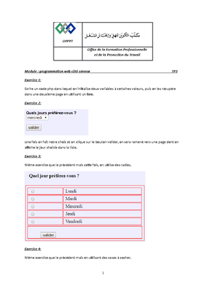 TP 10 PHP - Des exercices pour faire entrainer - Module : programmation web côté serveur TP ...
