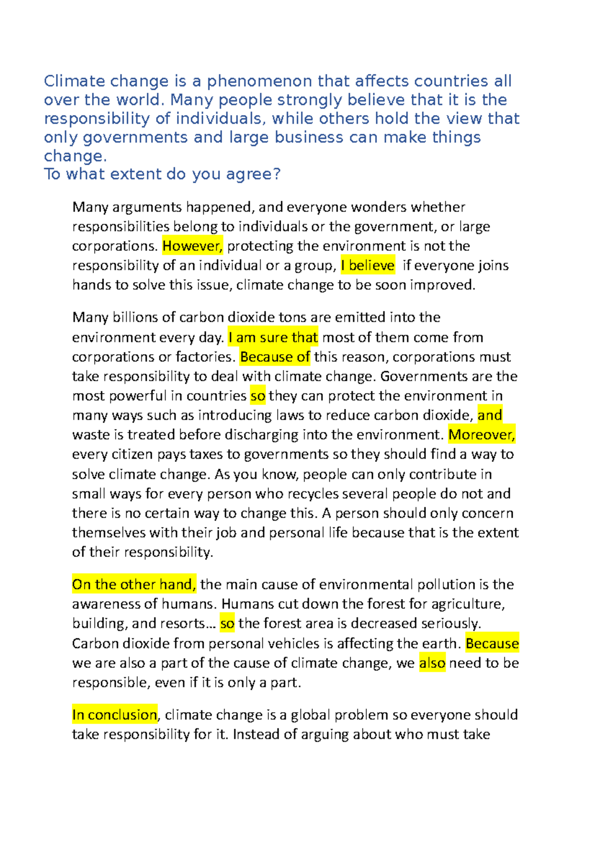 Tu Anh - TRS501.2.P1 - Earth Science - Climate change is a phenomenon ...