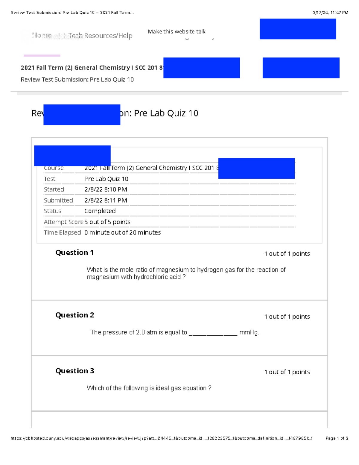 Review Test Submission: Pre Lab Quiz 10 – 2021 Fall Term - Review Test ...