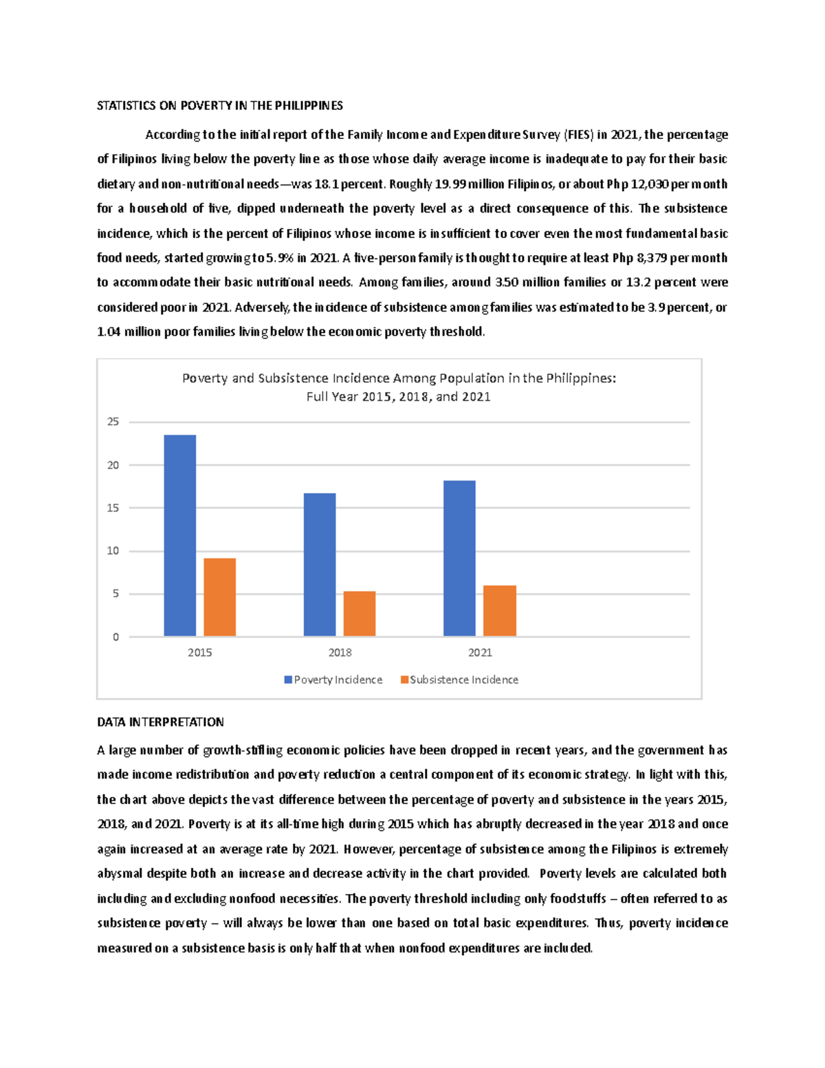 Statistics - None - STATISTICS ON POVERTY IN THE PHILIPPINES According ...