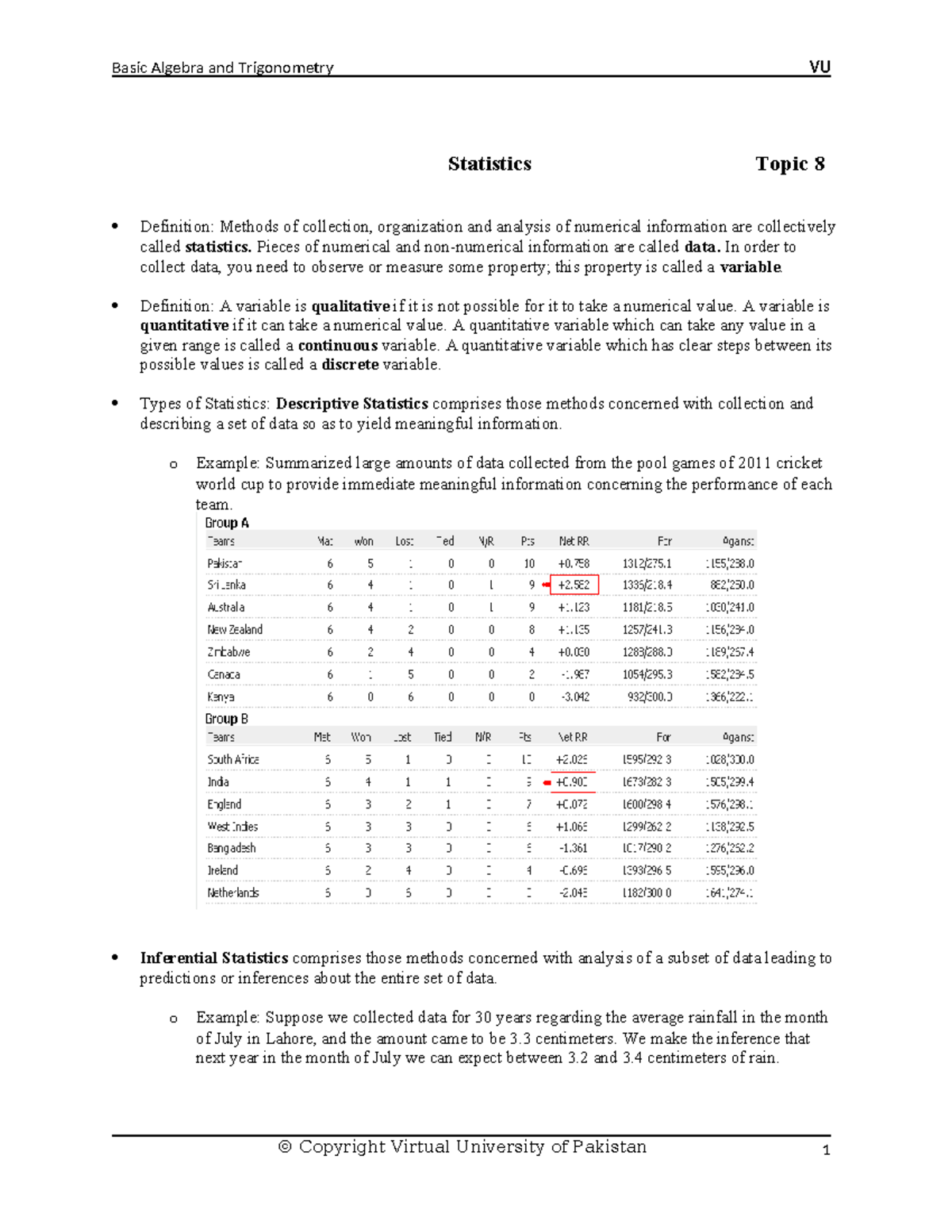 Topic-8 - nil - Statistics Topic 8 Definition: Methods of collection ...