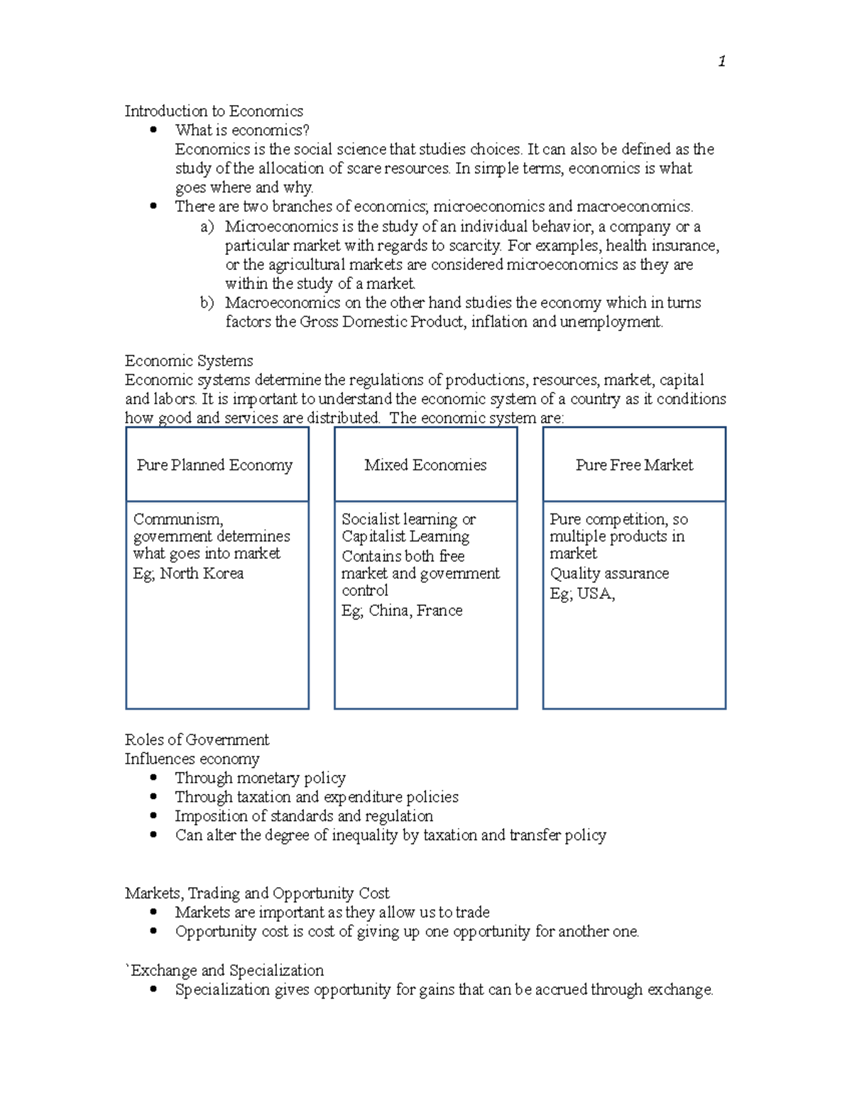 Economics notes - Mandatory class summary report - MBAF 504 - UCW - Studocu