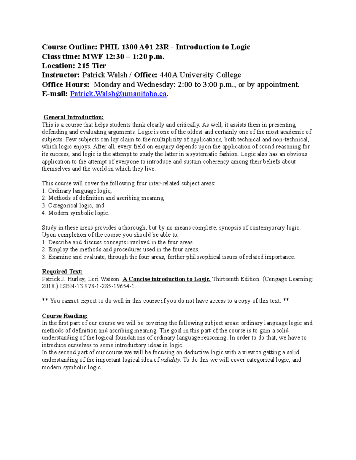 1300 A01 23R Course Outline - Course Outline: PHIL 1300 A01 23R ...