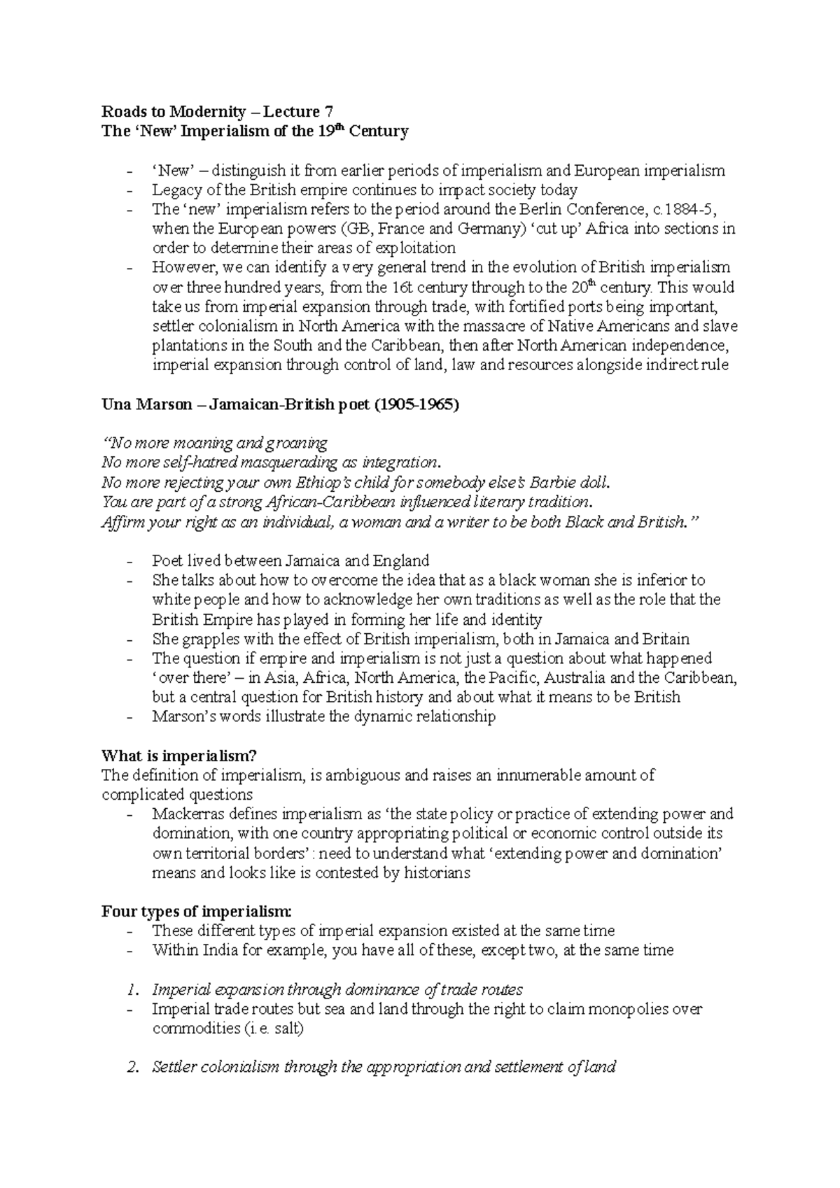 Roads to Modernity – Lecture 7 - Roads to Modernity – Lecture 7 The ...