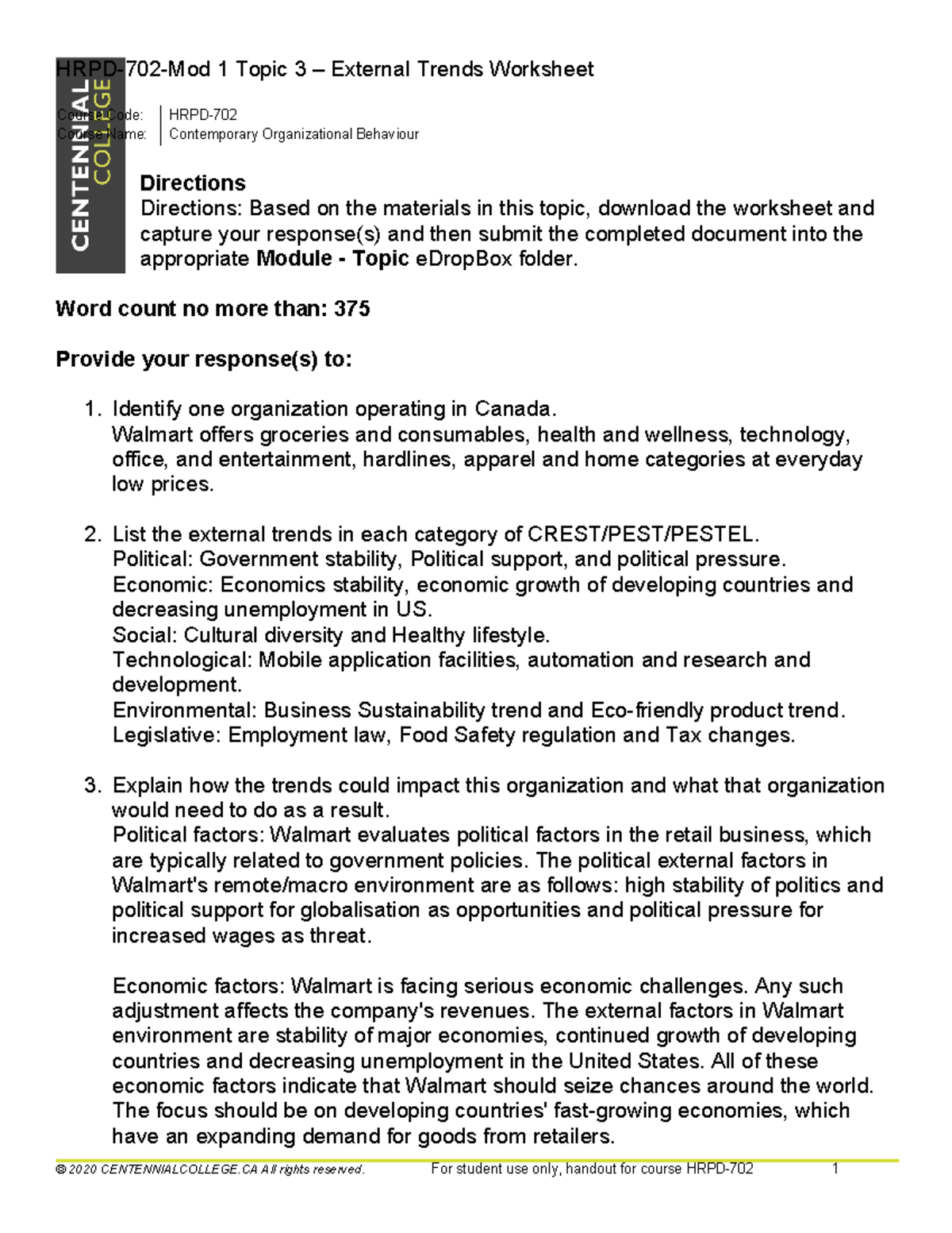 HRPD-702-Mod 1 Topic 3 - Word count no more than: 375 Provide your ...