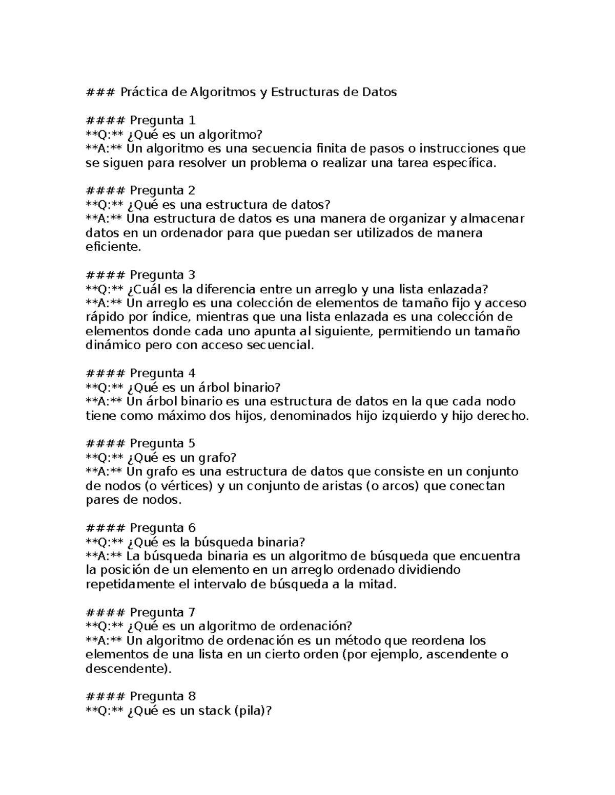 Práctica De Algoritmos Y Estructuras De Datos Parcial I Práctica De