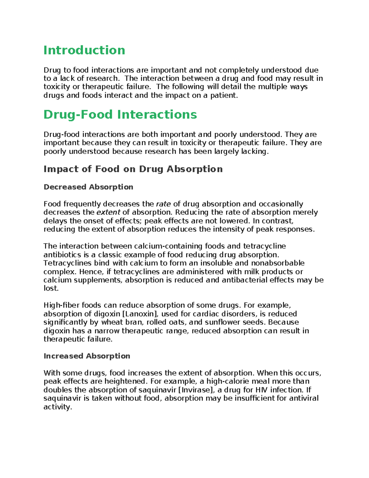NSG124.01.02.03 Drug to Food Interactions - Introduction Drug to food interactions are important ...