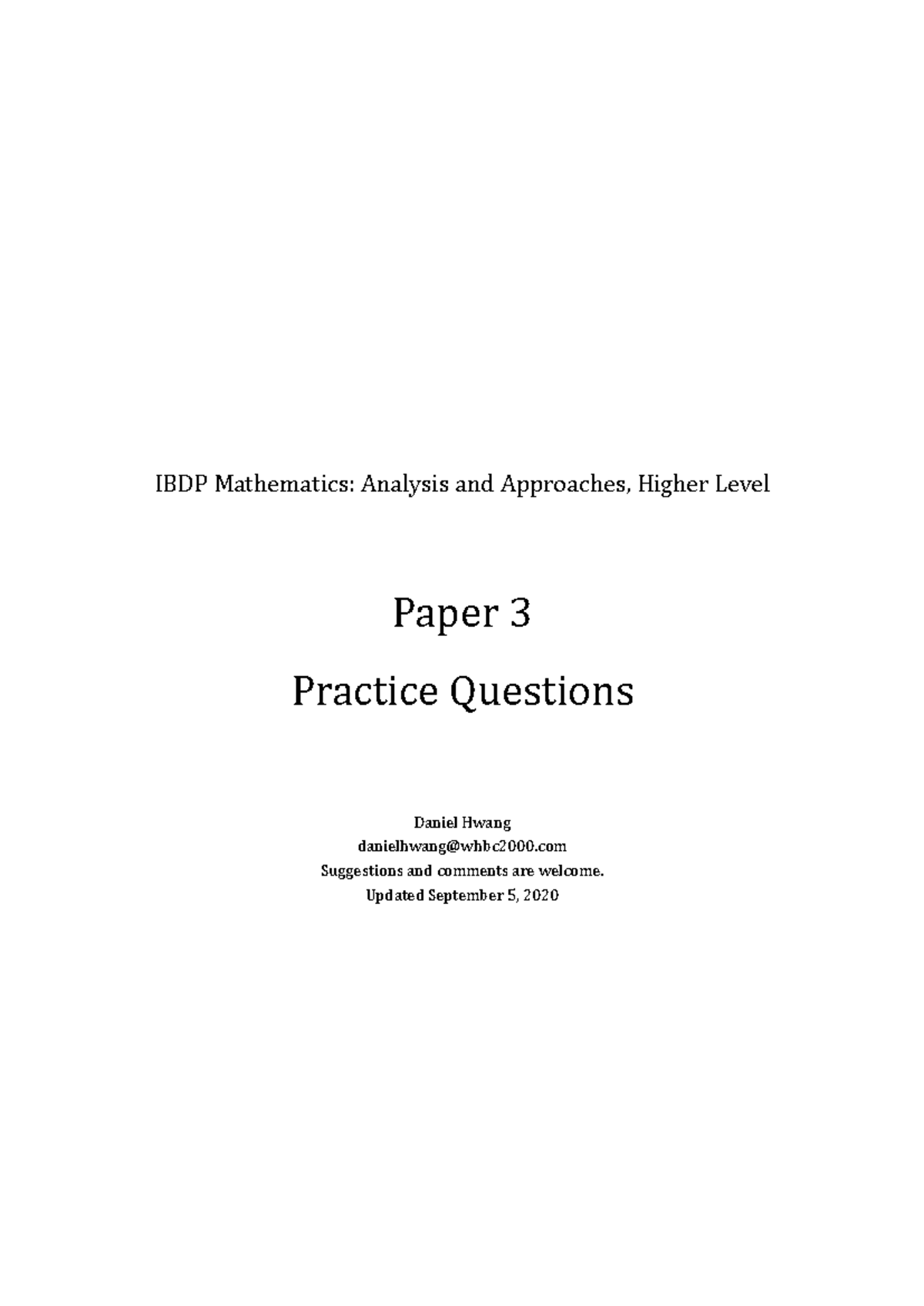 Analysis p3 practice hwang - IBDP Mathematics: Analysis and Approaches ...