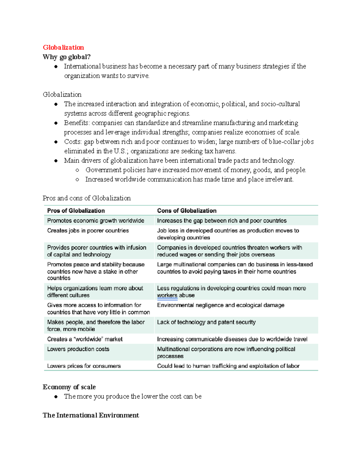 2020-FM361-Notes Unit3 - Globalization Why go global? International ...