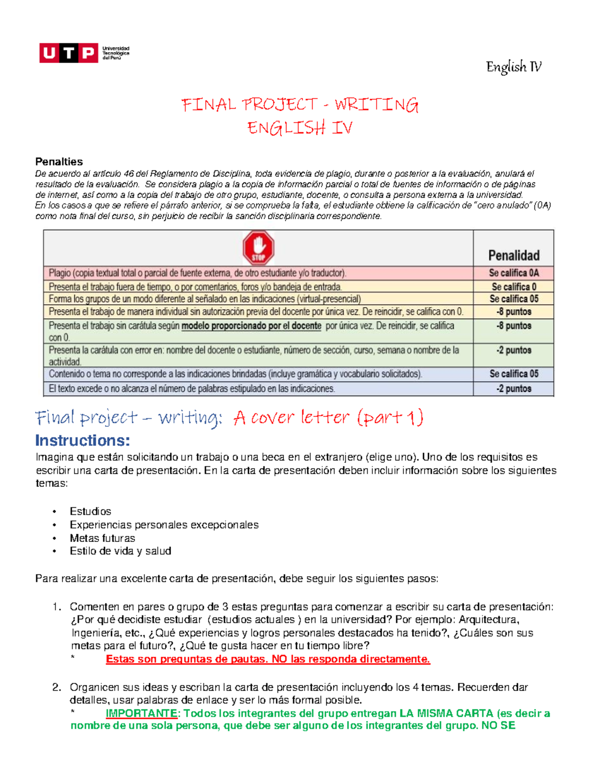 Final-project-writing-Inglés-4- ago22 - English IV FINAL PROJECT - WRITING ENGLISH IV Penalties ...