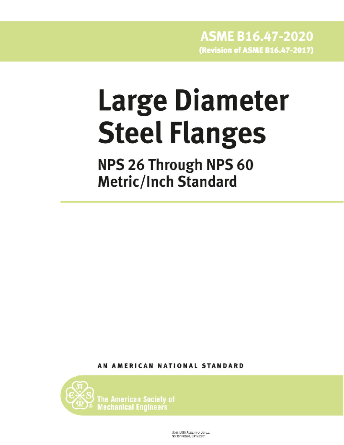 Asme B16.47 large Flange - ASME (Revision of ASME Large Diameter Steel ...