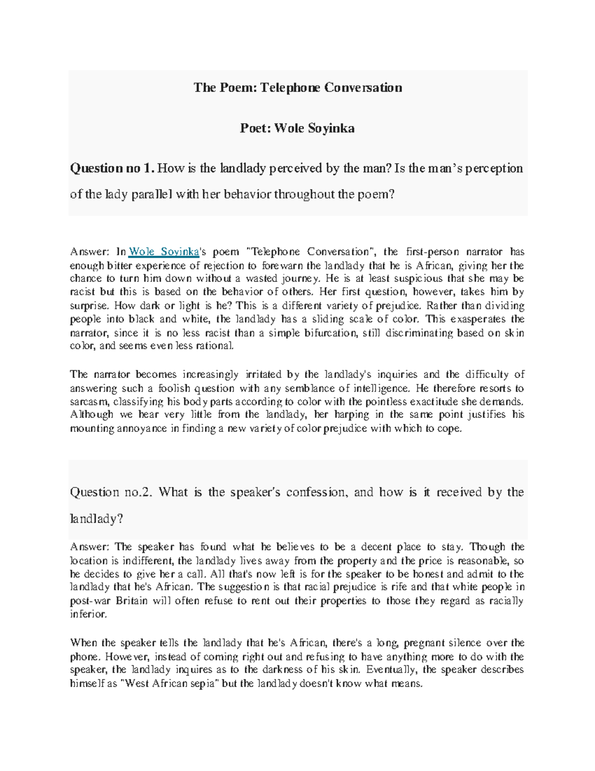 Study-material.-second-semester - The Poem: Telephone Conversation Poet ...