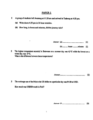 Bgcse Maths Paper 1 2016 - mathematics - Studocu