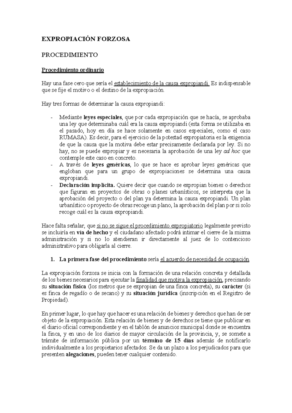 Procedimiento expropiación forzosa - EXPROPIACIÓN FORZOSA PROCEDIMIENTO ...
