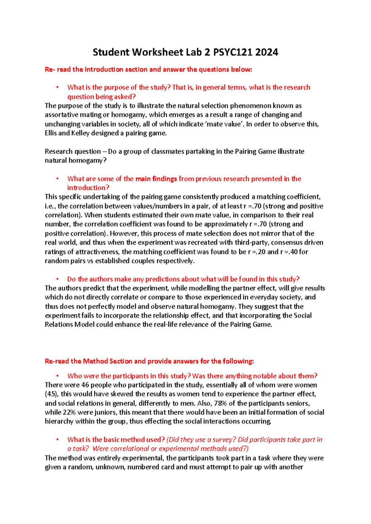 PSYC121 Student worksheet lab 2 - Student Worksheet Lab 2 PSYC121 202 4 ...