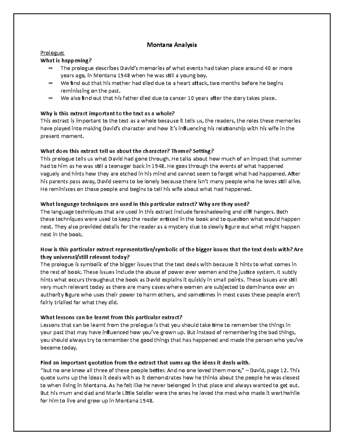 Montana Analysis - Montana Analysis Prologue: What is happening? The ...