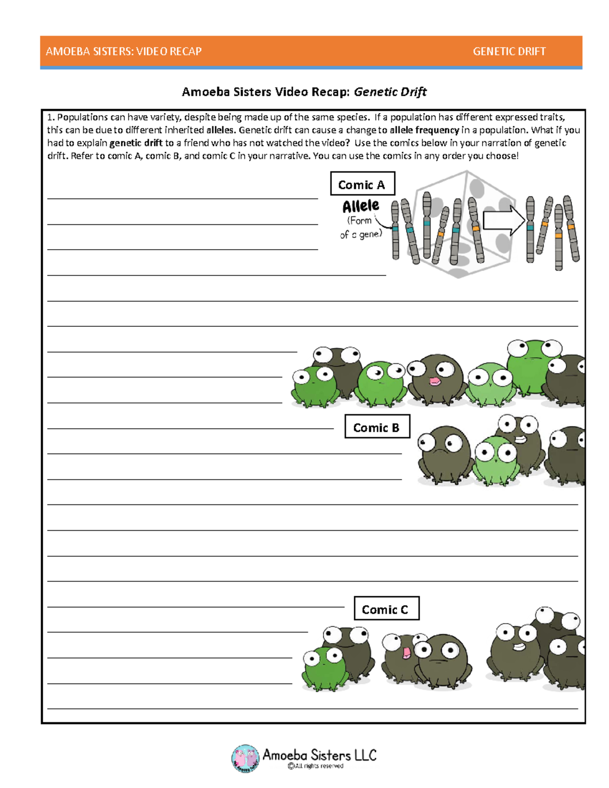 Video recap of genetic drift by amoeba sisters - AMOEBA SISTERS: VIDEO ...