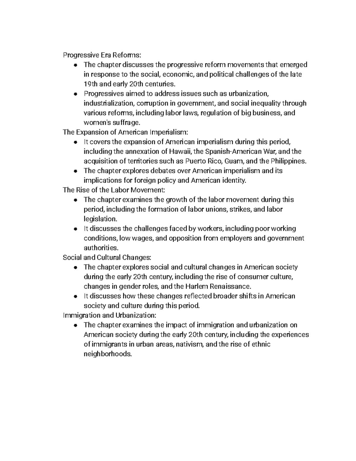 GML CH19 - Summary Us Military History - Progressive Era Reforms: The ...
