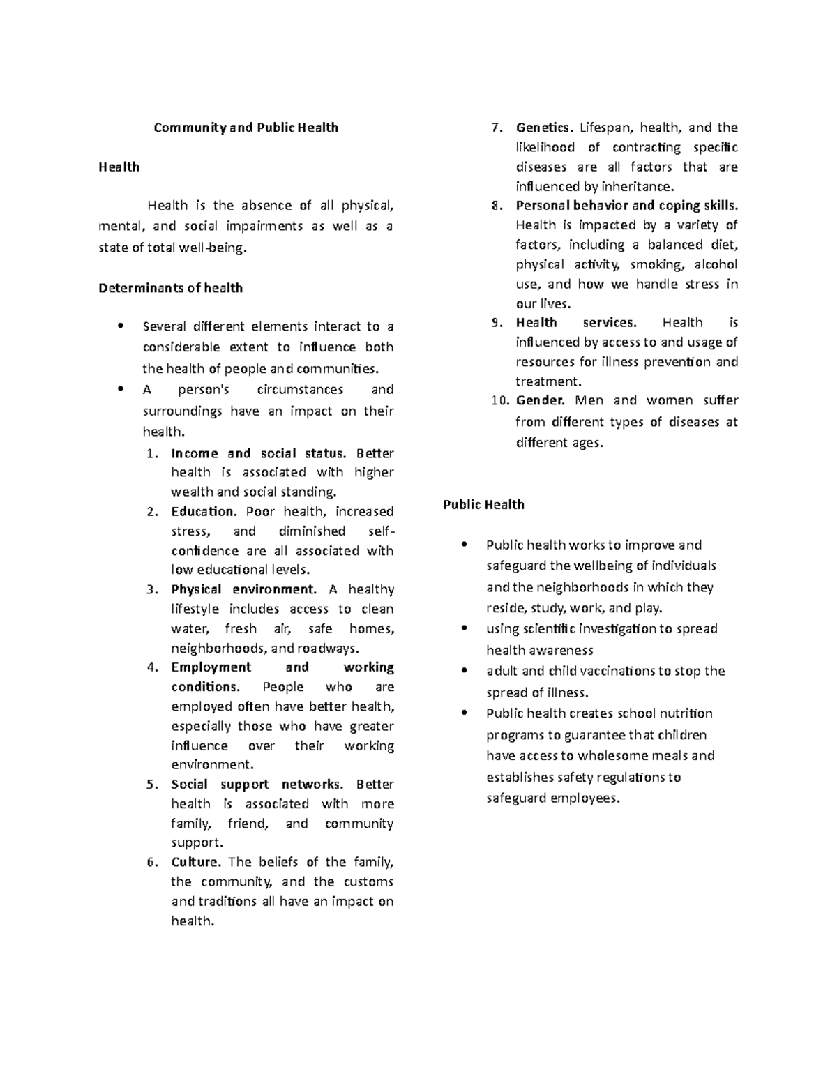 Community and Public Health - Community and Public Health Health Health ...