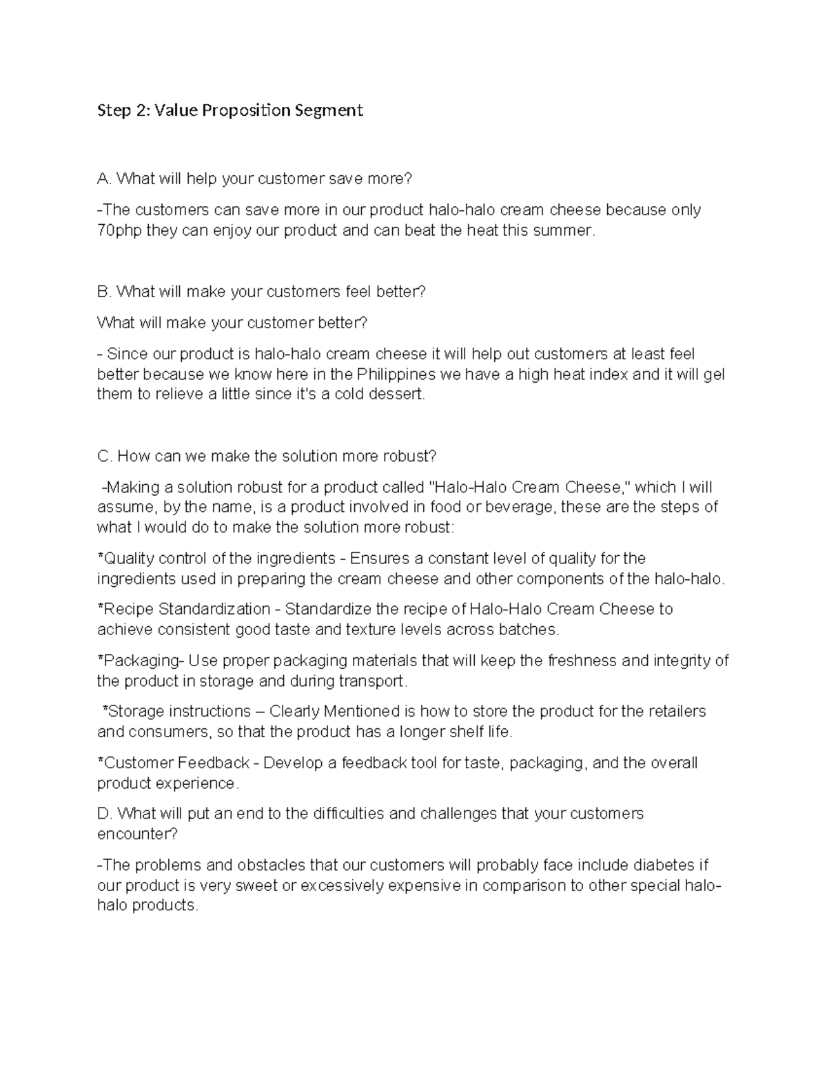 Step 2 Value Proposition Segment 1 - Step 2: Value Proposition Segment ...