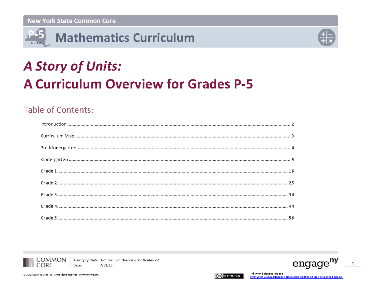 A story of units a curriculum overview and map for grades p 5 - P ...