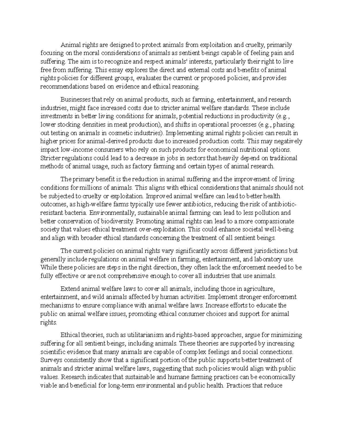 Animal rights are designed to protect animals from exploitation and ...