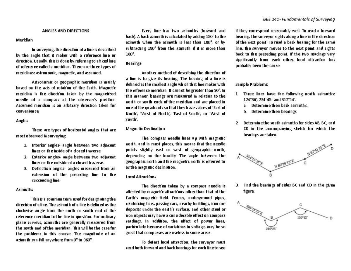 Angles-AND- Directions - GEE 141- Fundamentals of Surveying ANGLES AND ...