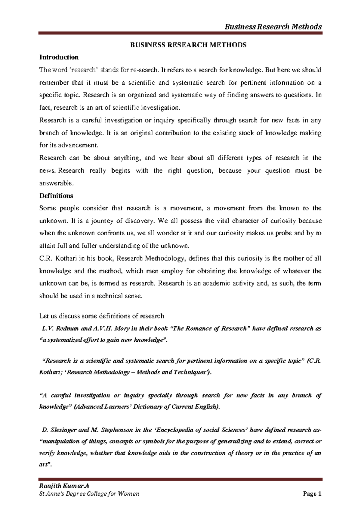 BRM-notes-2018 - Introduction to research data collection sampling and ...