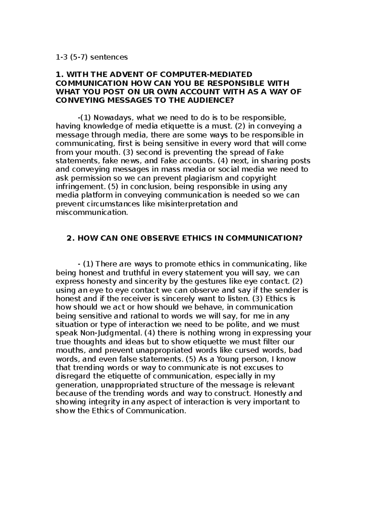 Media Communication - 1-3 (5-7) sentences WITH THE ADVENT OF COMPUTER ...