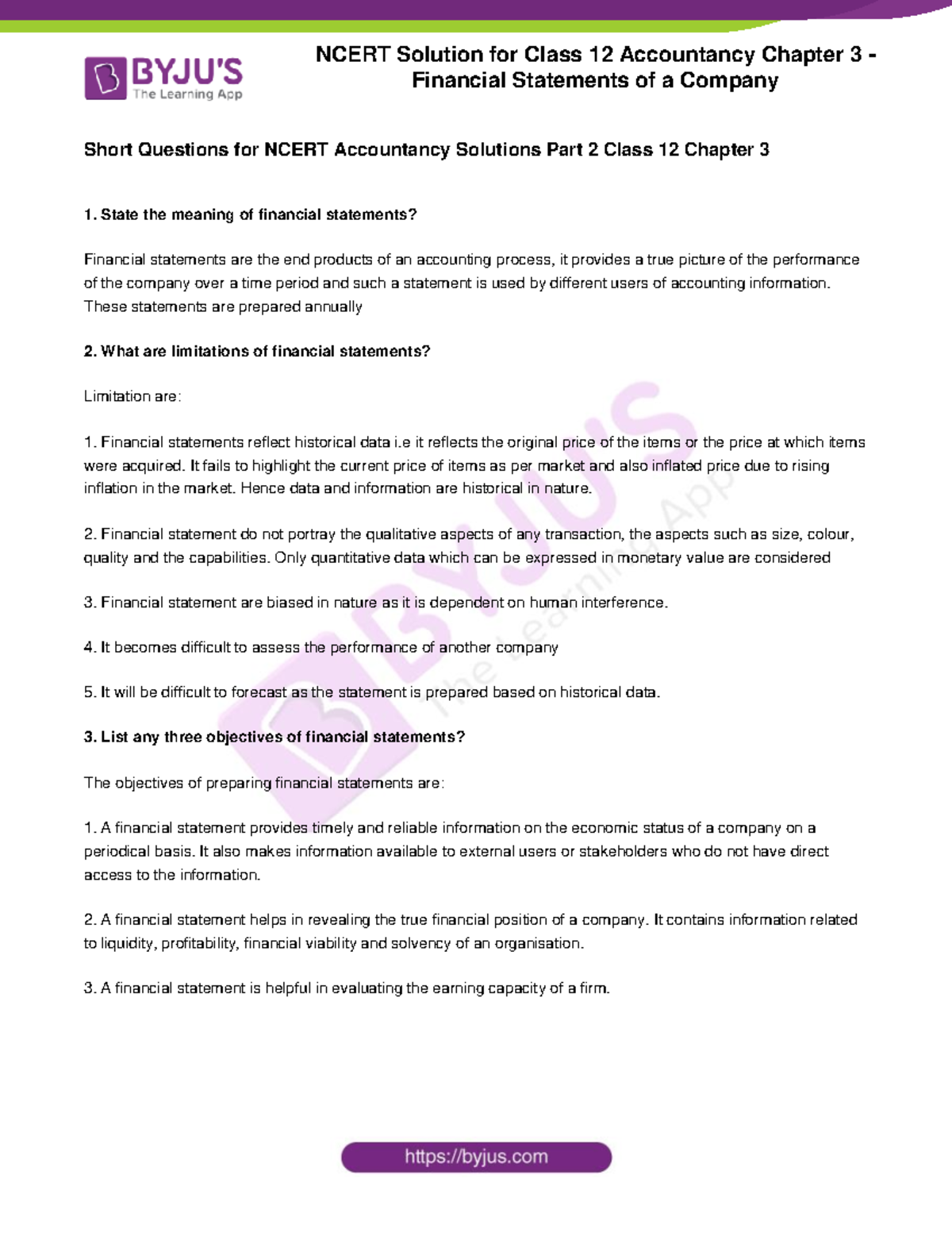 Ncert sol class 12 part 2 accountancy ch 3 financial statements of a company - Financial ...