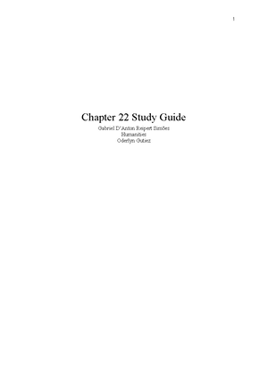 Chapter 20 Study Guide - Chapter 20 Study Guide Gabriel D’Anton Reipert ...