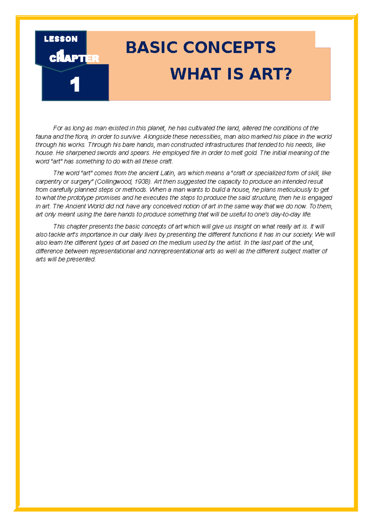 Chapter-1 - Art Appreciation - For as long as man existed in this ...