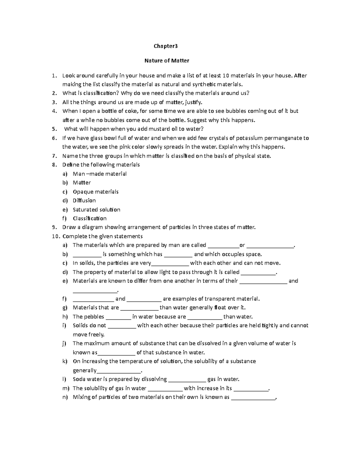 6th class chapter-3 Assignment-nature of matter. jpg - Chapter Nature ...