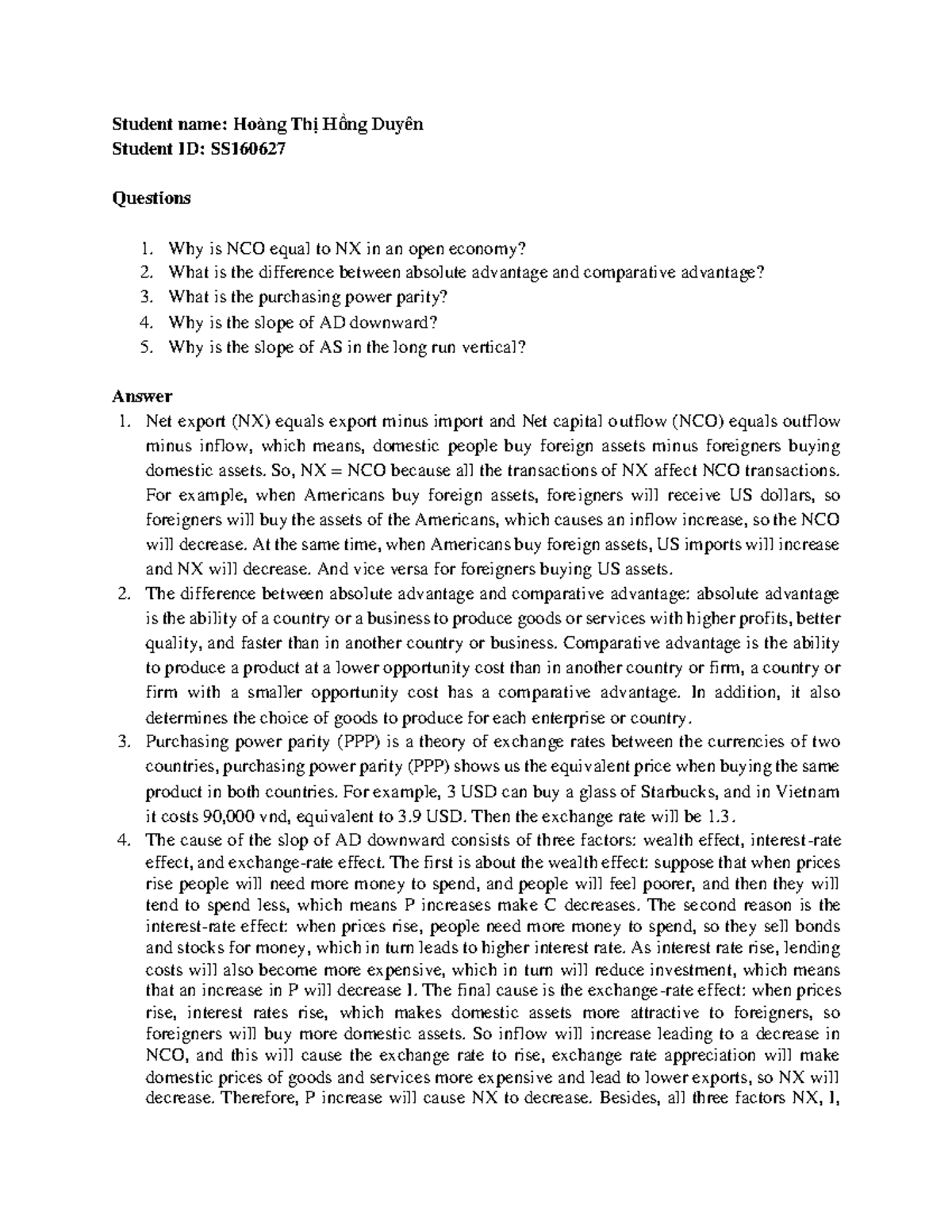 Individual assignment 3 ECO121 - Student name: Hoàng Thị Hồng Duyên ...