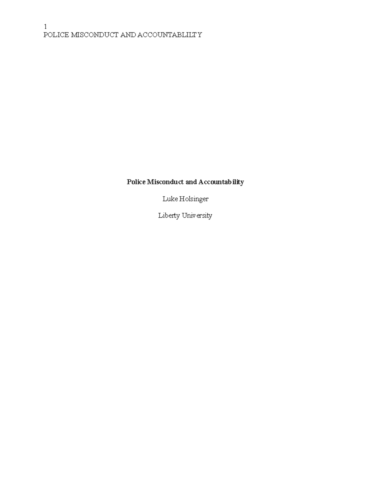 One Page Assignment 5 - POLICE MISCONDUCT AND ACCOUNTABLILTY Police ...