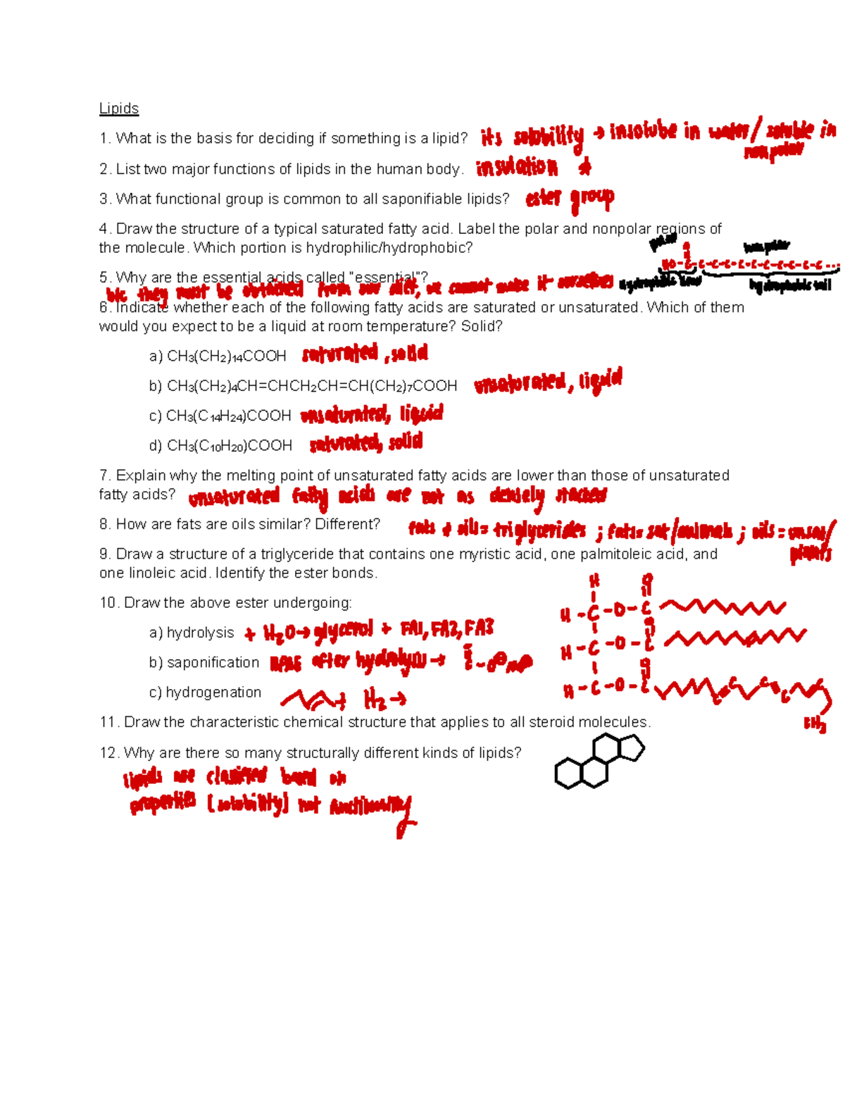 Lipids Questions - Lipids What is the basis for deciding if something ...