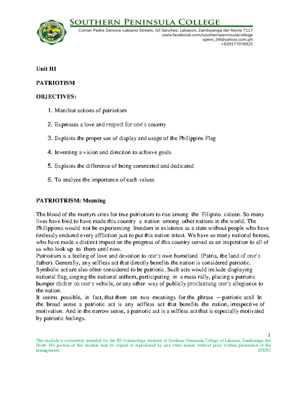 Esperanza Semi-Final CFLM - 1 This module is exclusively intended for ...