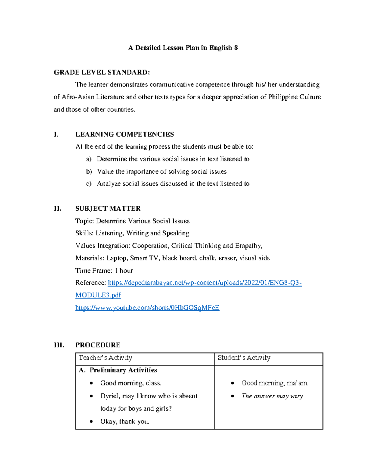 DLP in Determine Various Issues PDF 040149 - A Detailed Lesson Plan in ...