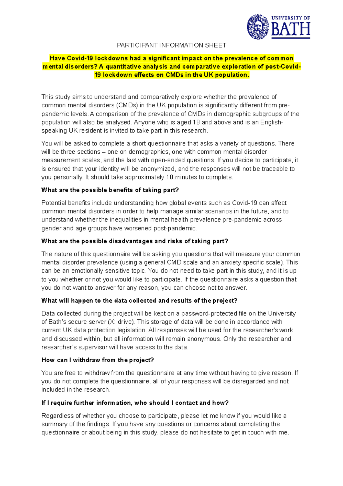 Participant Information Sheet unnamed - PARTICIPANT INFORMATION SHEET ...